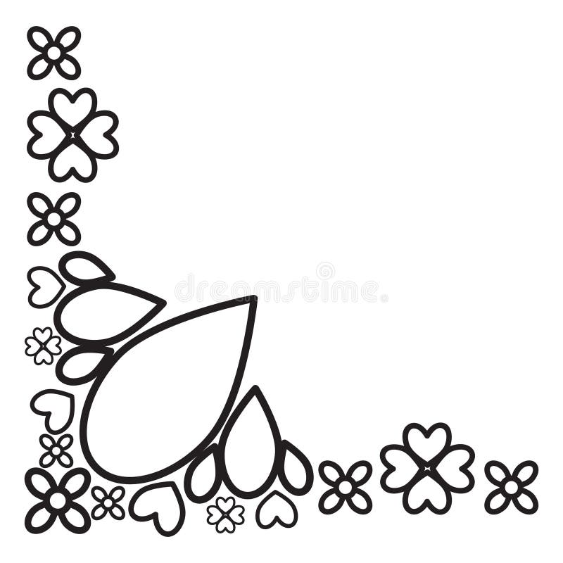 Flower Petals Border Corner Design Stock Vector - Illustration of ...