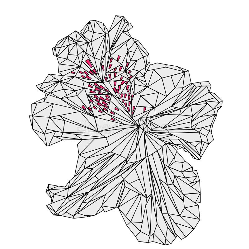 Outline Low Polygon Mountain Spring Shrub Vector Illustration Stock ...
