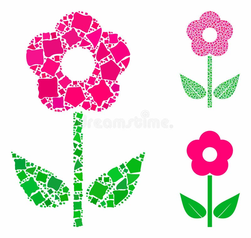 Flower Plant Mosaic Icon of Unequal Parts Stock Vector - Illustration ...