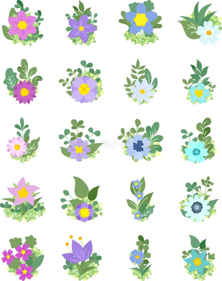 Colorful Flower Themed Icon Set Stock Vector - Illustration of label ...
