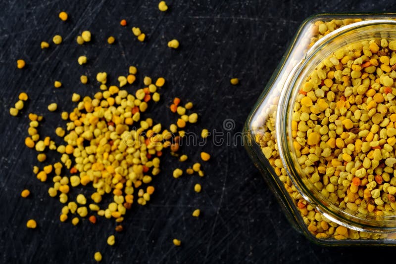 Flower Pollen on a Dark Background. Apitherapy. Stock Image - Image of ...