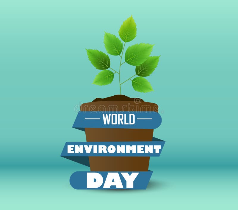 Flower Pot with Blue Ribbon a Shape Circular for World Environment Day ...