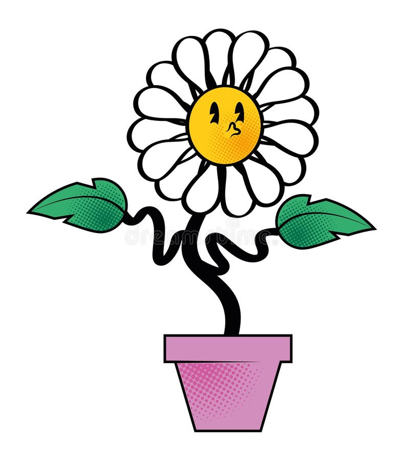 Flower in pot cartoon stock vector. Illustration of plant - 253521932