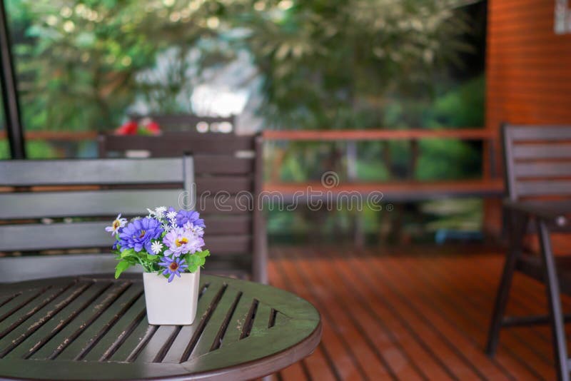 Flower Pot on the Coffee Table Stock Image - Image of arrangement ...