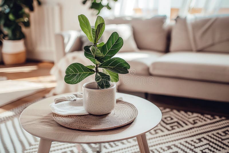 Flower Pot on a Coffee Table in the Living Room. Interior Design Stock ...