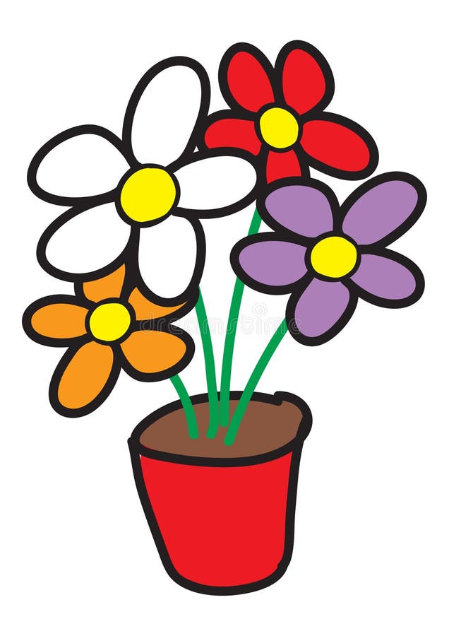 Flower Pot with Colorful Flowers. Vector. Stock Vector - Illustration ...