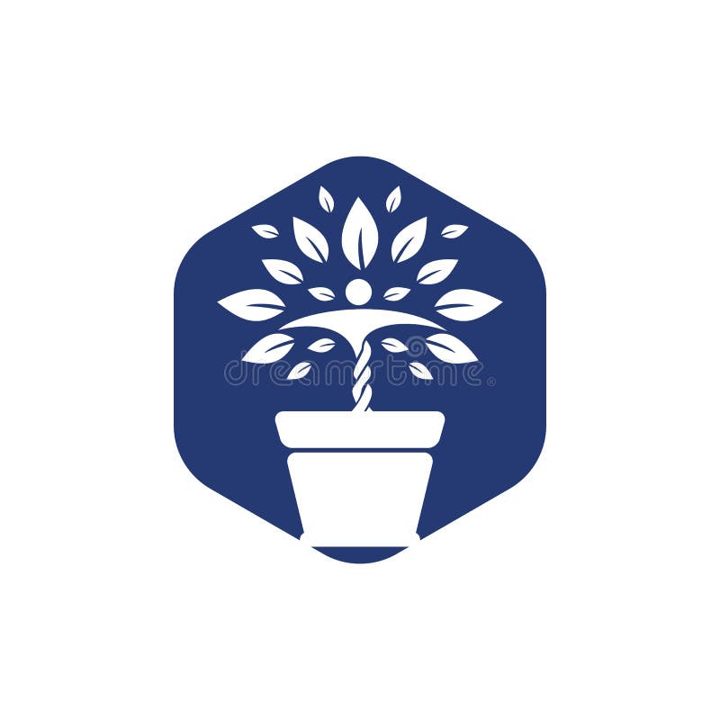 Flower Pot And Human Plant Logo Growth Vector Logo Spa Wellness Logo