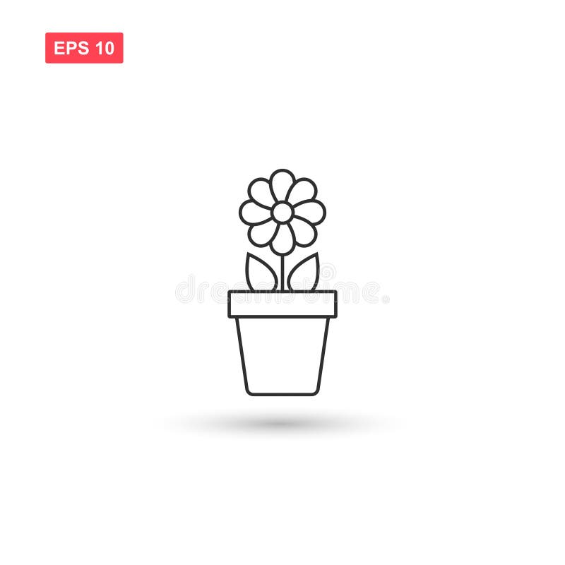 Flower Pot Icon Vector Design Isolated 6 Stock Vector - Illustration of ...