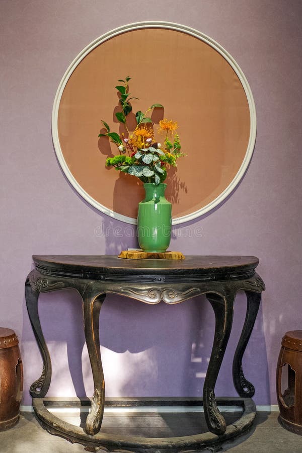 Flower pot and old desk stock photo. Image of table - 262404094