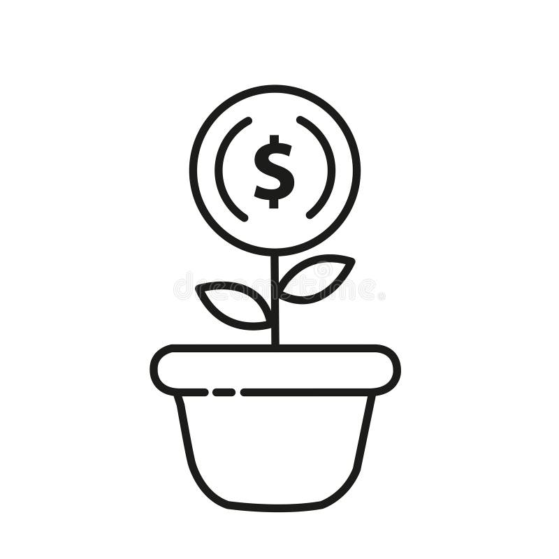 Flower Pot with a Plant with a Flower Shaped Like a Dollar Coin Stock ...