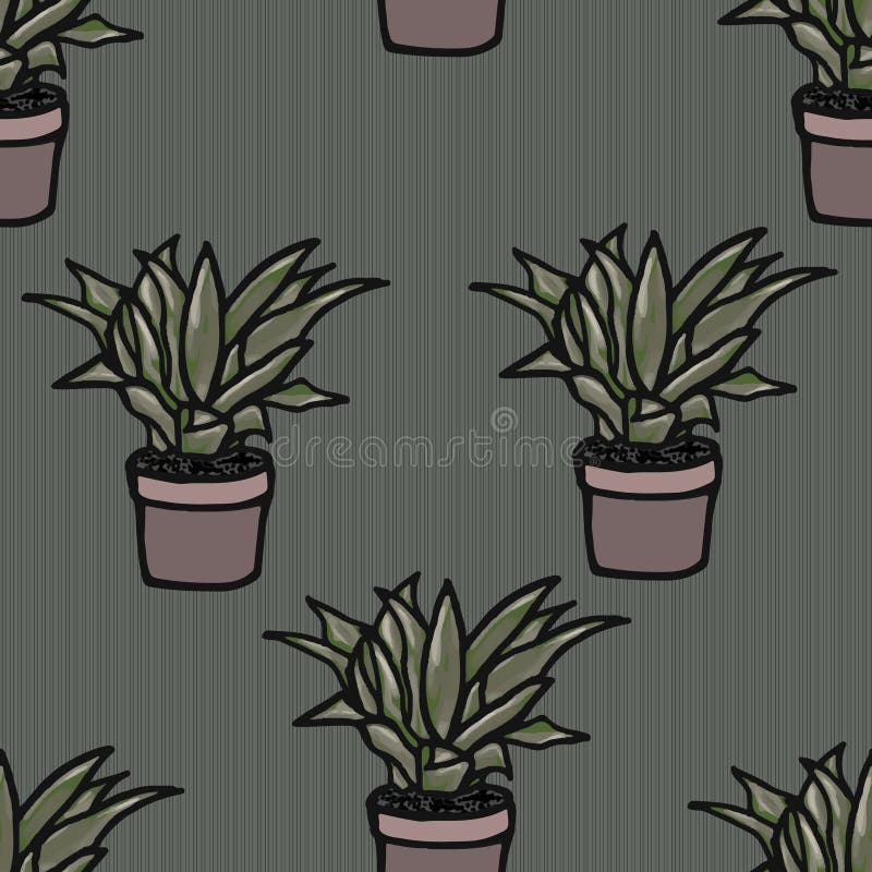 Flower in a Pot Seamless Pattern Stock Vector - Illustration of floral ...