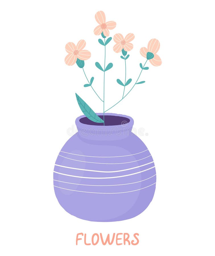 Flower in a Pot. Vector Illustration in Flat Cartoon Style. Stock ...