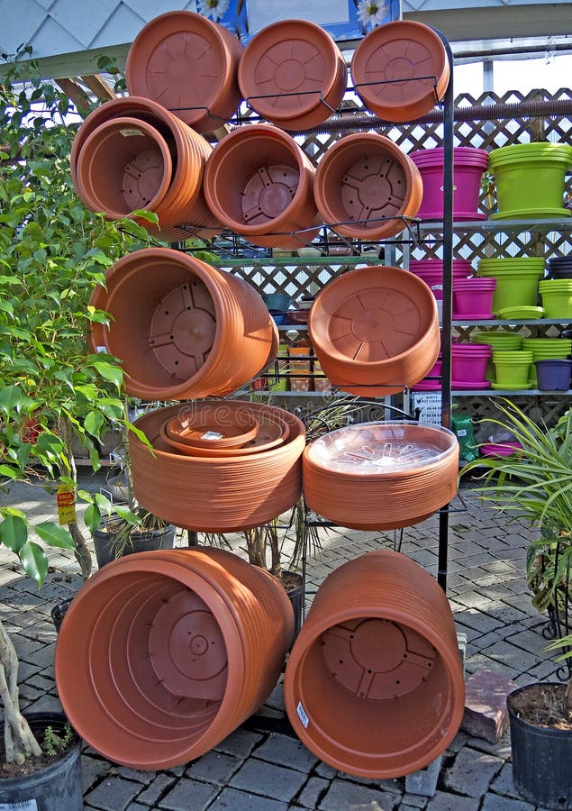Flower pots on display stock photo. Image of plant, detail - 87899400