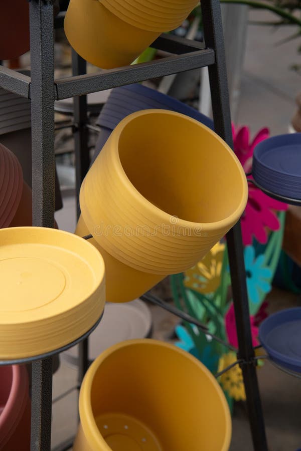 Flower Pots Plastic Flower Pots Stock Photo - Image of color, isolated ...