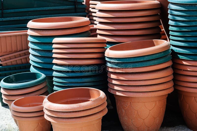 Stacked Flower Pots stock image. Image of beginnings, yellow - 6622695