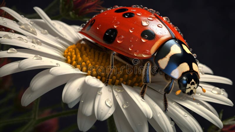 Flower Power, Asian Lady Beetle Rests on a Vibrant Daisy Stock ...