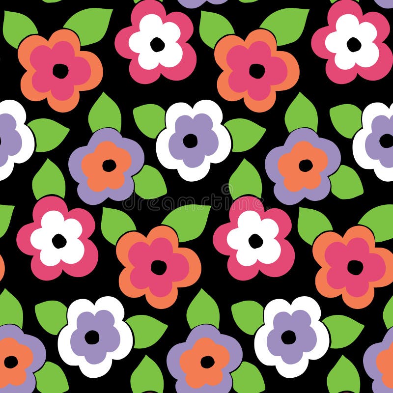 Flower Power, Bright Scattered Big Floral Repeat Pattern Stock ...