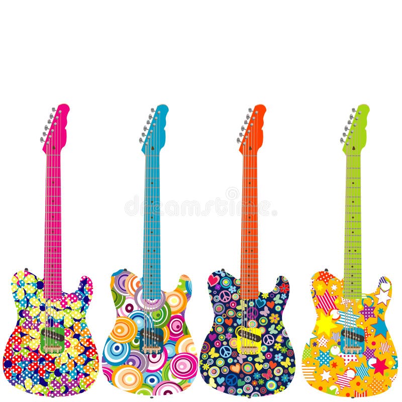 Rainbow colored guitars stock vector. Illustration of rendering - 7084294