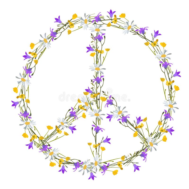 Flower Power-Friedenssymbol Vektor Abbildung - Illustration von zeichen ...