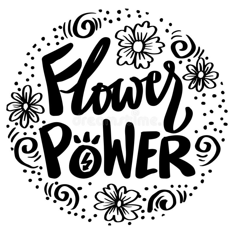 Flower Power. Hand Drawn Lettering Phrase Stock Vector - Illustration ...