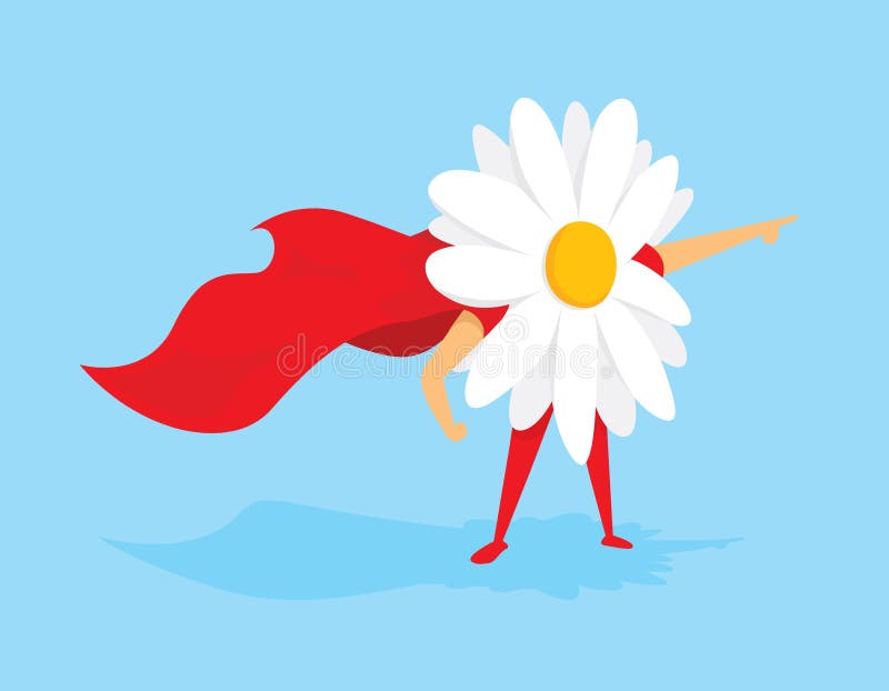 Flower Power Super Hero with Cape Stock Vector - Illustration of vector ...