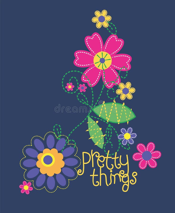 Flower Pretty Things Print Vector Design Stock Vector - Illustration of ...