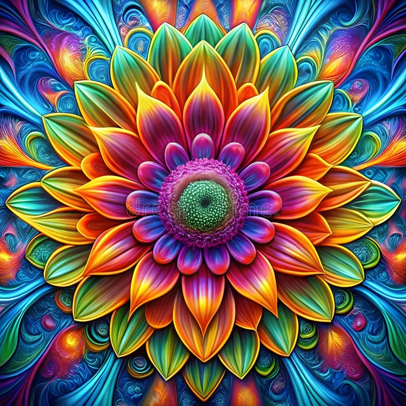 Blooming Vortex a Flower Transformed into Psychedelic Art Stock ...