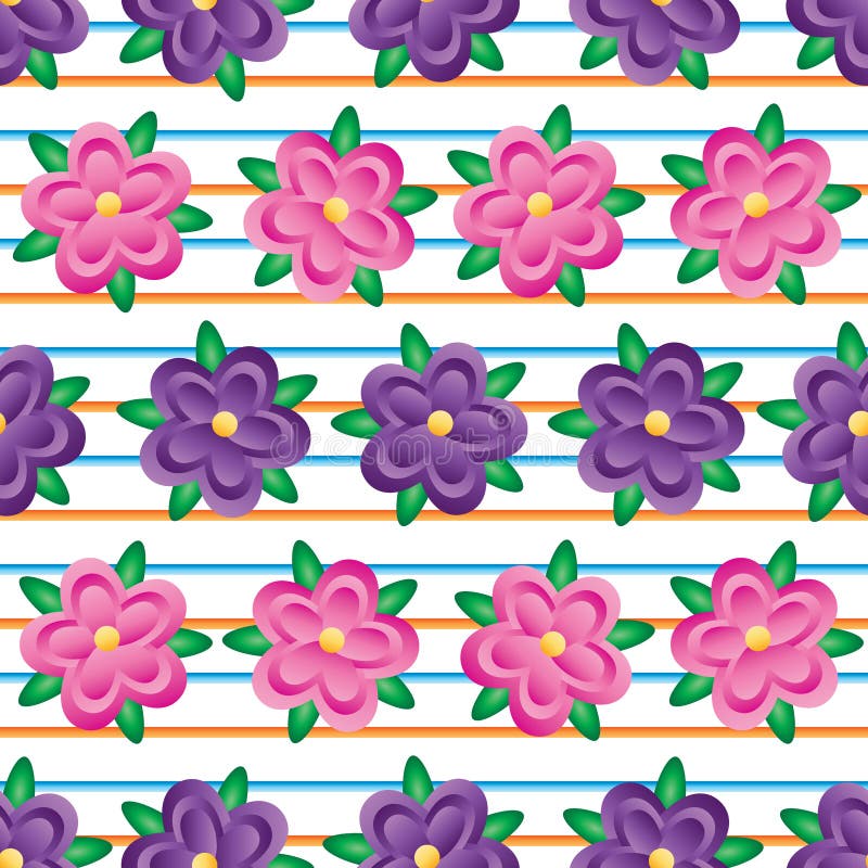 Flower Purple Pink Gradient Horizontal Seamless Pattern Stock Vector ...