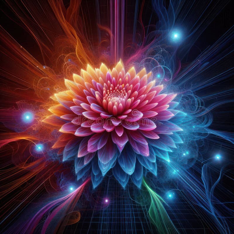 A Flower that Radiates Light in Outer Space. Stock Image - Image of ...