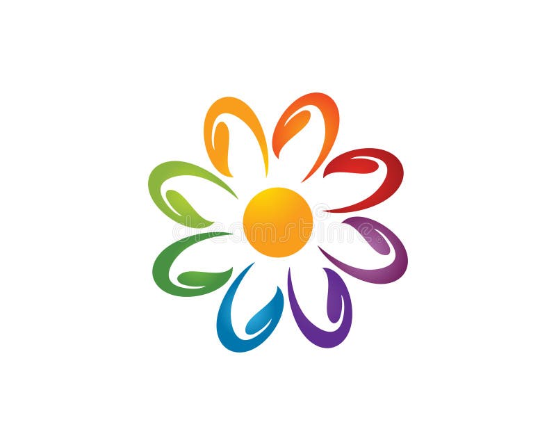Flower Rainbow Leaf Logo Icon Stock Vector - Illustration of rainbow ...