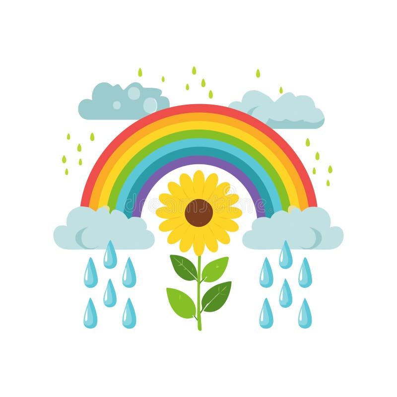 Flower with a Rainbow after a Rain Shower Stock Vector - Illustration ...
