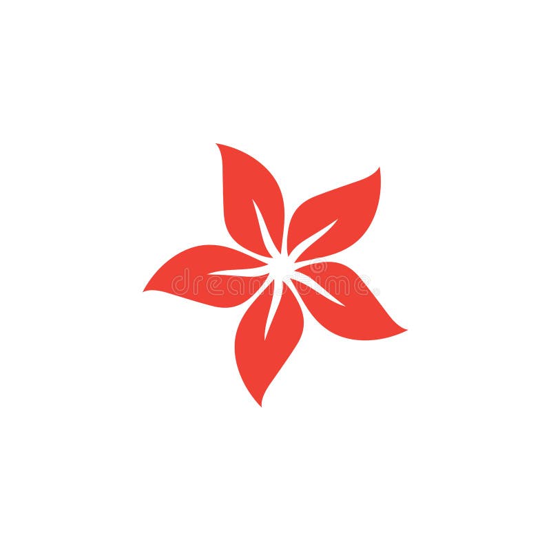 Flower Red Icon on White Background. Red Flat Style Vector Illustration ...