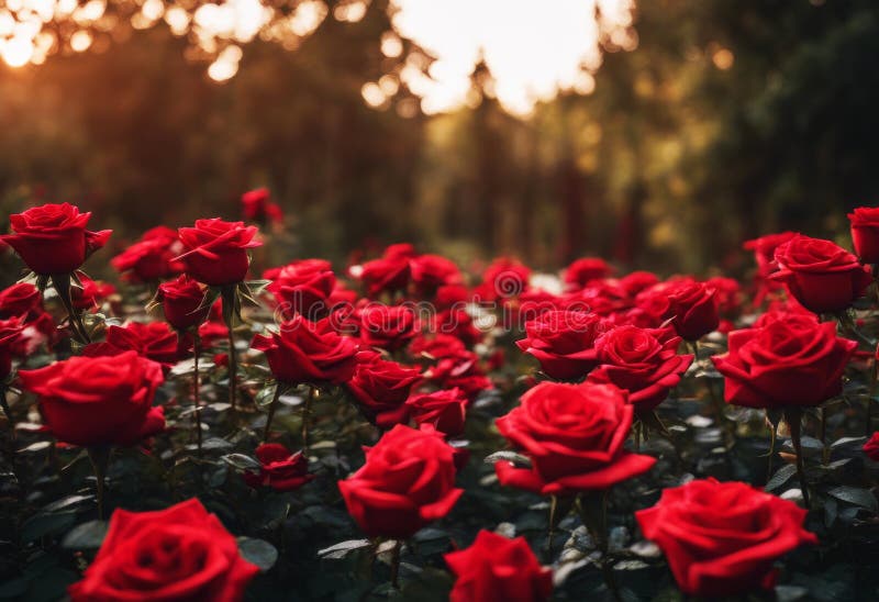 Flower Red Roses Panoramic Background Beautiful Love Nature Romance ...