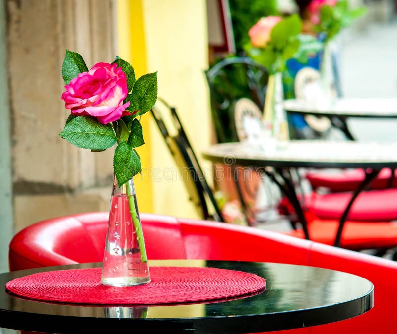 Flower at restaurant table stock photo. Image of setting - 86363674