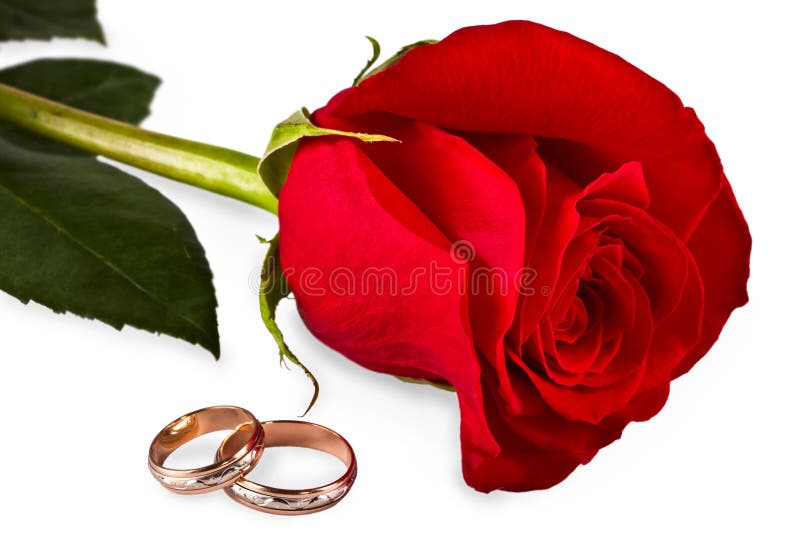 Two Wedding Rings a Love Heart and a Flower Stock Photo - Image of ...