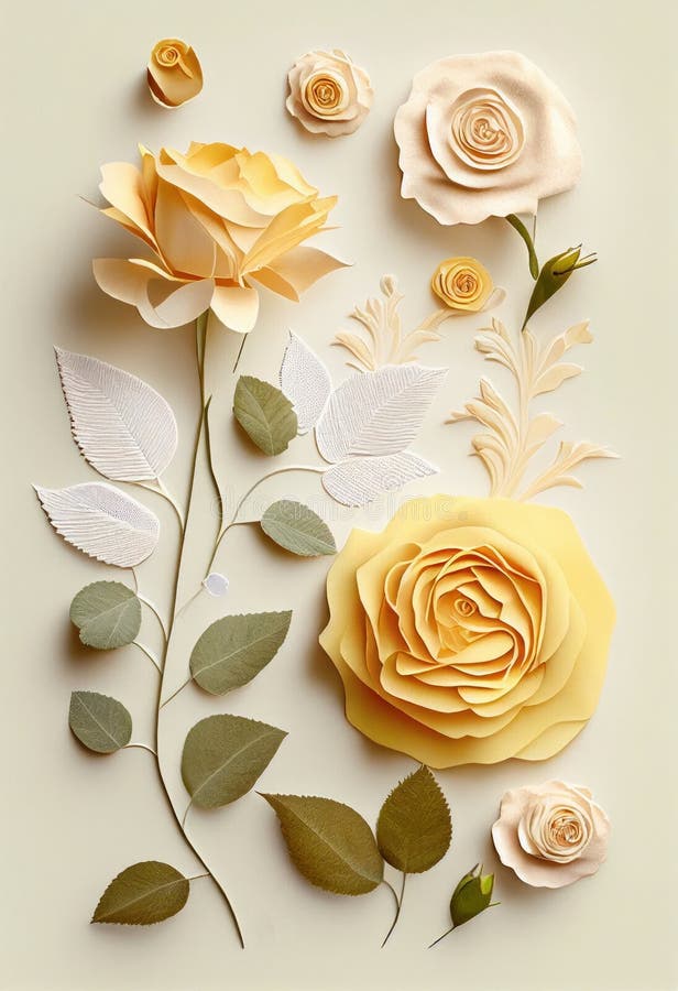Flower Roses Art Paper Cut Style. Ai Generated Stock Image - Image of ...