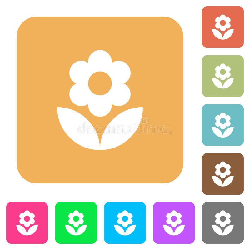Flower Rounded Square Flat Icons Stock Vector - Illustration of squares ...