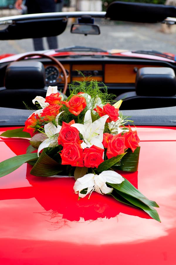 Flower S Bouquet on a Red Car Stock Image - Image of bonnet, happiness ...