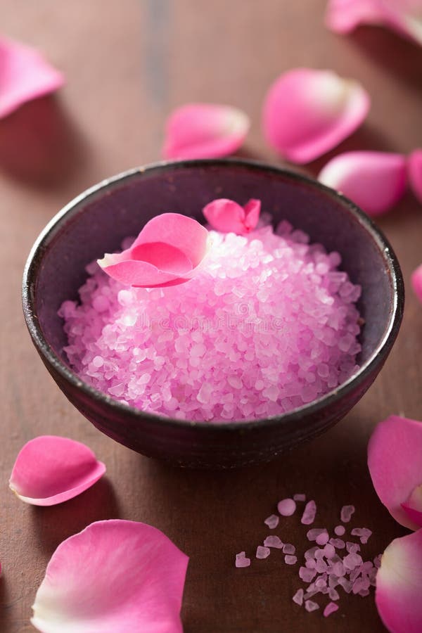 Flower Salt and Rose Petals for Spa Stock Image - Image of ingredient ...