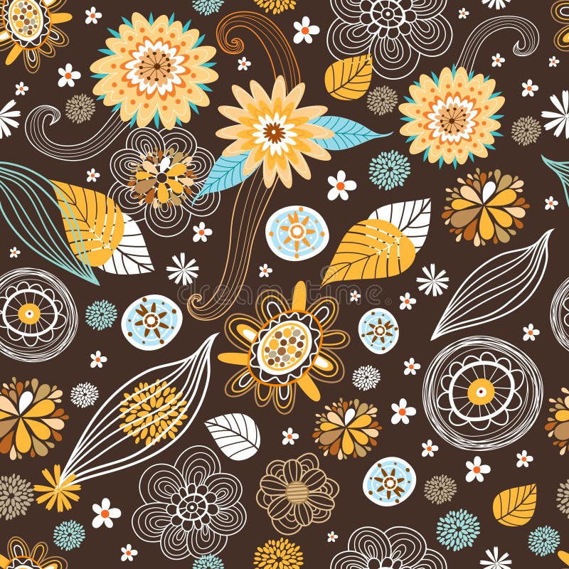 Flower Seamless Pattern with Autumn Colors Stock Vector - Illustration ...
