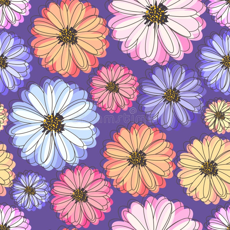 Flower Seamless Pattern Background. Stock Vector - Illustration of ...