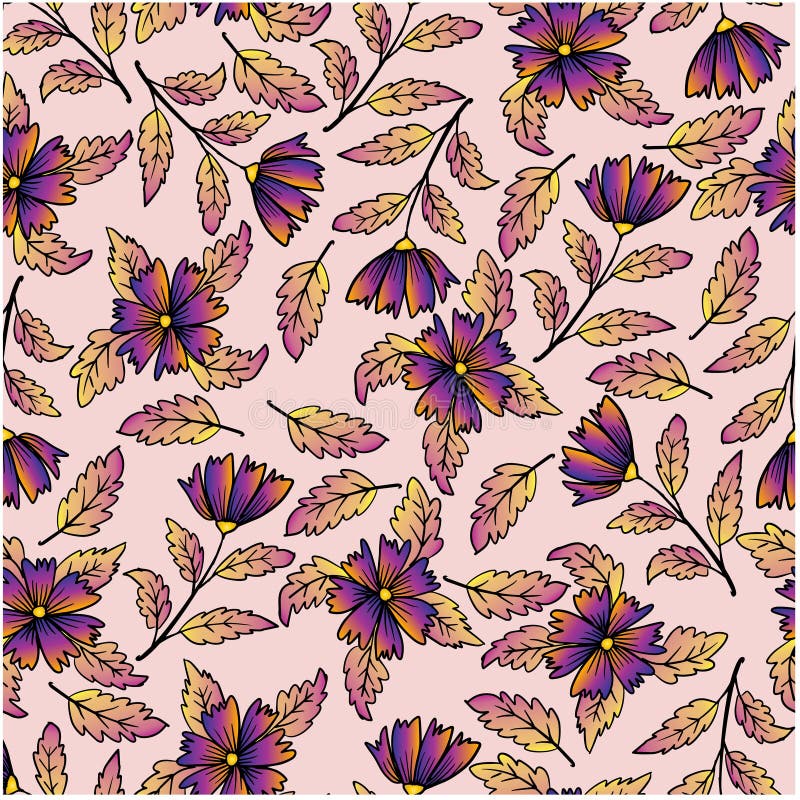 Flower Seamless Pattern Background. Stock Vector - Illustration of ...