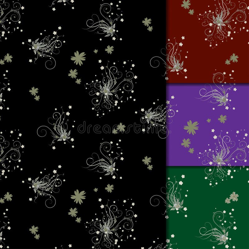 Flower Seamless Pattern Four Colors. Stock Vector - Illustration of ...