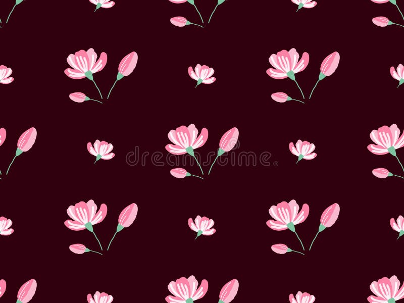 Flower Seamless Pattern on Pink Background Stock Illustration ...
