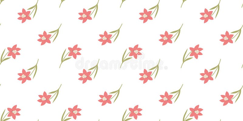 Flower Seamless Pattern on White Background. Spring Floral Repeating ...