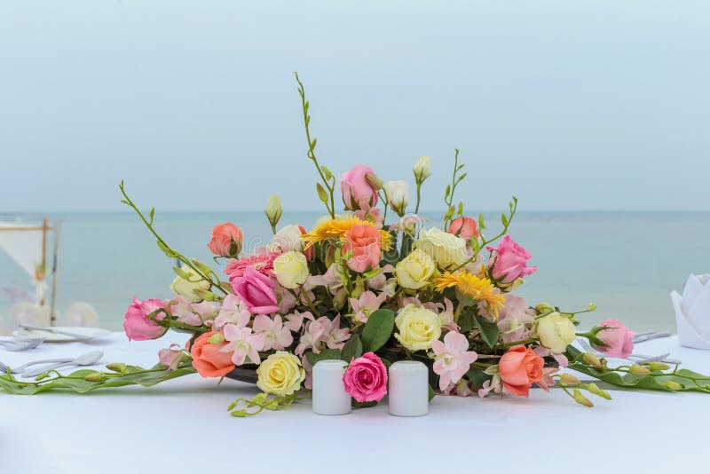 Flower Setting on the Beach Stock Photo - Image of orchid, matrimony ...