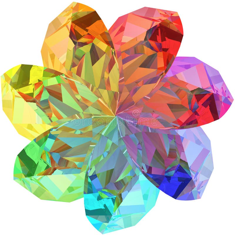 Flower Composed of Colored Gemstones on White Stock Illustration ...