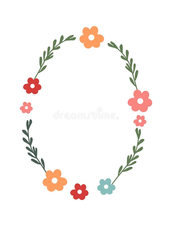 Flower Shape Flat Icon Oval Wildflowers Frame Floral Design Stock ...