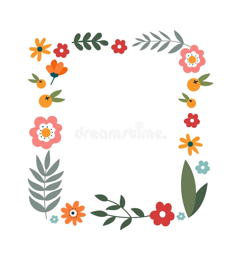 Flower Shape Flat Icon Square Wildflowers Frame Floral Design Stock ...