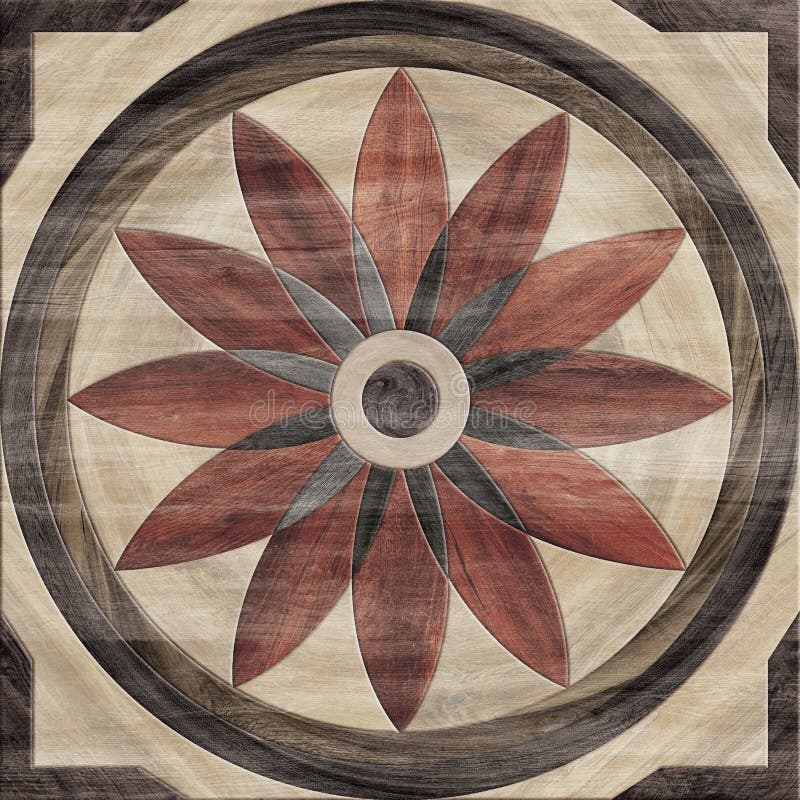 Flower Shape Wooden Floor and Wall Pattern Tile Stock Image - Image of ...